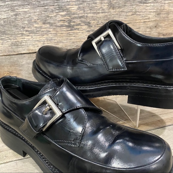 Prada | Shoes | Vintage Prada Milano Black Leather Clog Buckle 7 | Poshmark